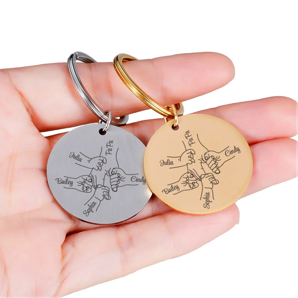 Familienbund - Personalisierter Schlüsselanhänger mit Namen Eltern Kin ...